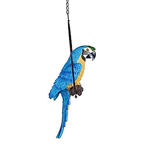 Design Toscano Polly in Paradise Parrot Hanging Bird Ring Perch Statue, Medium, Full Color Finish