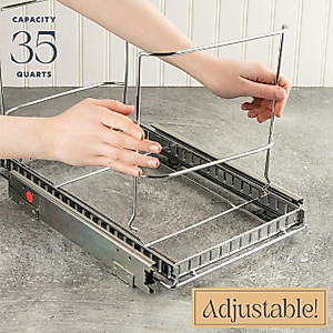 Hold N’ Storage Pull Out Trash Can Under Cabinet,2 Way Pull Out –Heavy Duty Metal, with 5 Year Limited Warranty- Garbage Trash can (Not Included) - Install Length or Widthwise, Chrome Finish