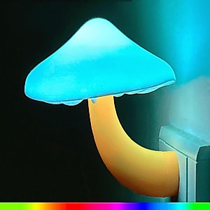 Kazgroth Sensor LED Night Light, Color Changing Mushroom Night Light Plug-in Wall Based Lamp, Gift for Kids Adults, Cute Mushroom Nursery Light for Bedroom, Bathroom, Kitchen, Hallway and Stairs