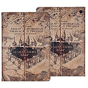 YHB Case for Amazon Fire HD 10 & HD 10 Plus Tablet (11th Generation 2021 Release), Premium PU Leather Folding Stand Multiple Viewing Angles Protective TPU Cover, Marauder's Map Vintage