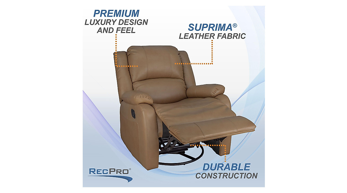 RecPro 2-Pc Toffee Swivel Glider RV Recliner Set | Easy RV Fit