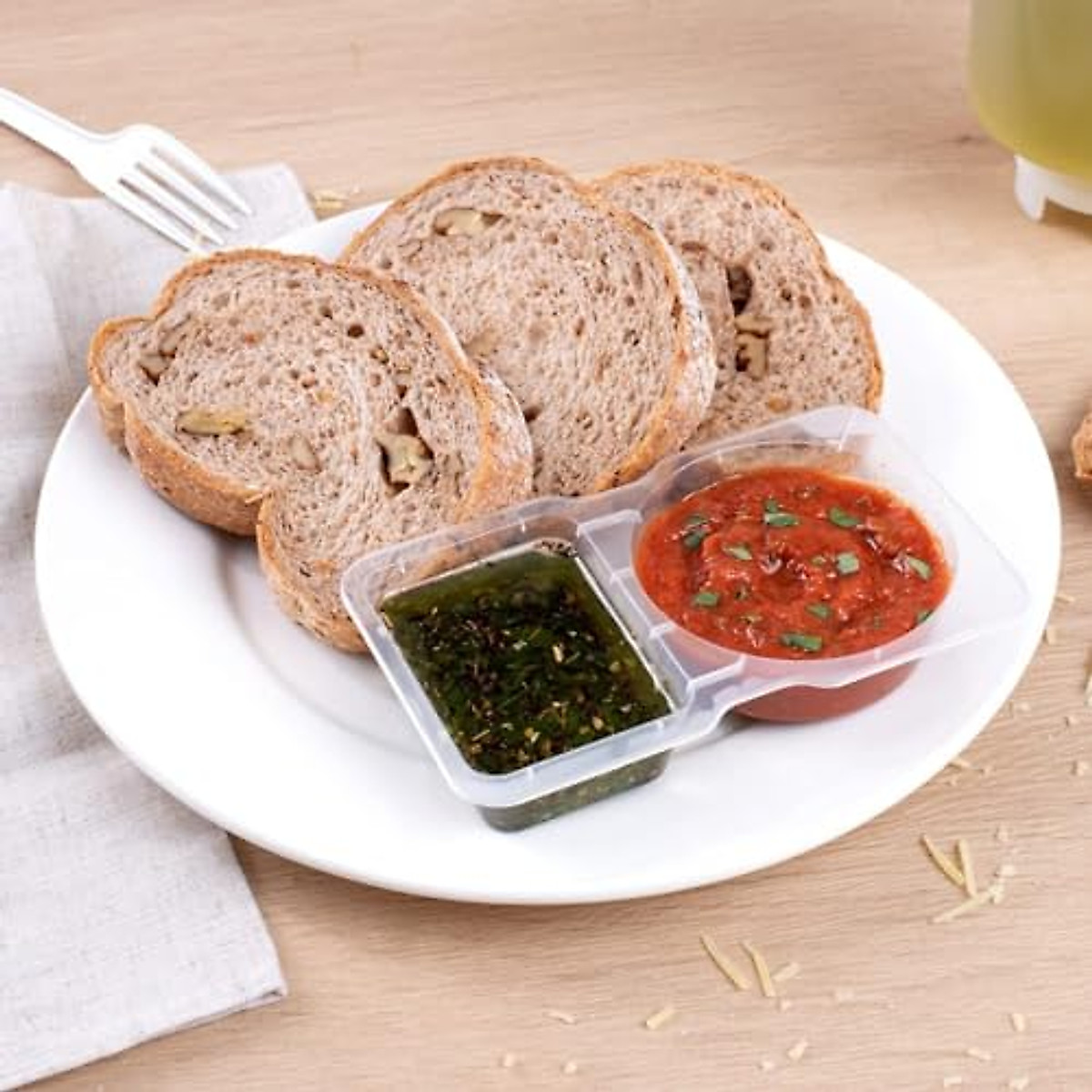 Generic Double Compartment Condiment Container, 2024 NewDouble Condiment Containers With Lids, Double Condiment Containers With Lids, 2 Compartment Snack Containers (15PC)