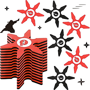 Deekin 8 Pcs Ninja Foam Star Toys Throwing Stars Foam Throwing Toys for Boys Halloween Cosplay Ninja Party Favors Birthday Party Supplies Decorations, 4 Inch, Black and Orange