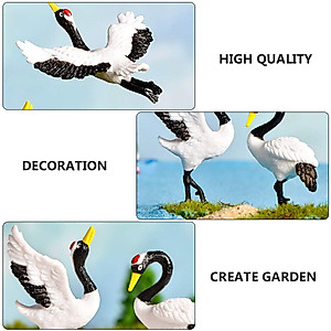 Hemoton 3pcs Miniature Crane Statue Fairy Garden Crane Sculptures Resin Chinese Bird Red Crowned Crane Figurines Ornament for Fish Tank Bonsai Landscape Garden Decoration