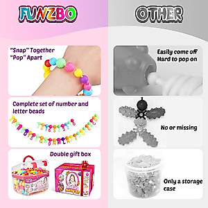 FUNZBO 520+ Snap Pop Beads - Beads for Bracelets Jewelry Making Kit, Arts and Crafts Supplies for Kids, Toys for Girls Age 3 4 5 6 7 8 Years Old Birthday Easter Holiday Valentine Gift