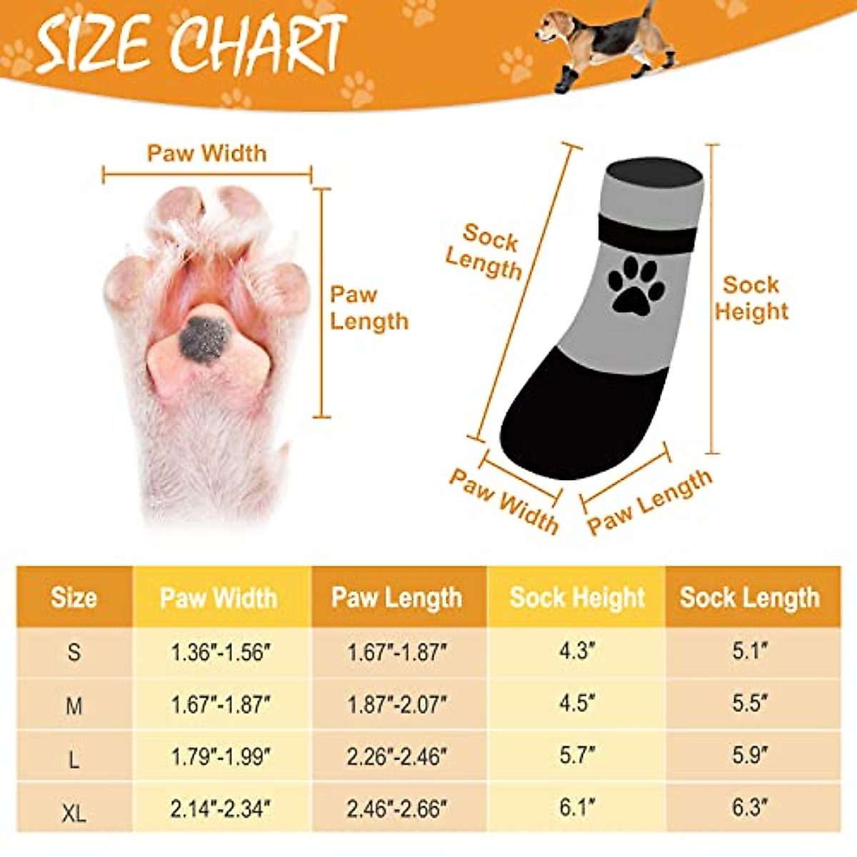 KOOLTAIL Anti Slip Dog Socks - Outdoor Dog Boots Waterproof Dog Shoes Paw Protector with Strap Traction Control for Hardwood Floors
