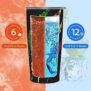 VKKOEWL Lion of Judah King Rasta Reggae Jamaica Stainless Steel Insulated Tumbler 20 Oz Travel Water Bottle Coffee Mug Drink Cup With Lid Straw