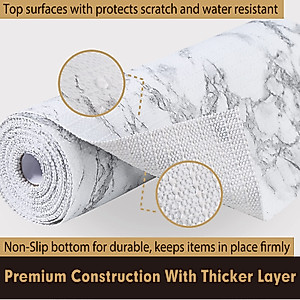 Drawer and Shelf Liner 12 in x 10 FT, Non Adhesive Water Resistant, Easy Clean and Trim, Smooth Surface Liners for Kitchen Cabinet, Shelves, Drawers, Pantry, Marble