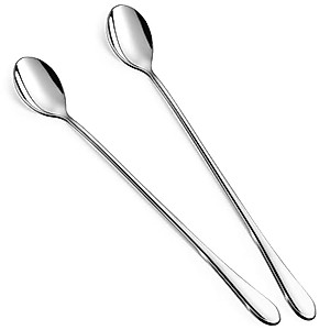Rainspire 9-Inch Long Coffee Spoons for Coffee Bar, Coffee Stirrers Ice Cream Spoon Tea Spoons Stainless Steel Long Spoon for Cocktail Stirring Iced Tea, Coffee Bar Accessories, 2 Pack