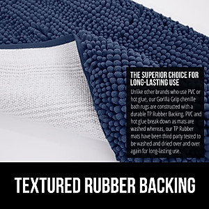 Gorilla Grip Bath Rug and Area Rug Set, Bath Rug Size 30 x 20 in, Shaggy Machine Washable Mats, Area Rug Set Size 22 x 19 x 15 in and 30x20, Absorbent Washable Mats, Both in Navy, 2 Item Bundle