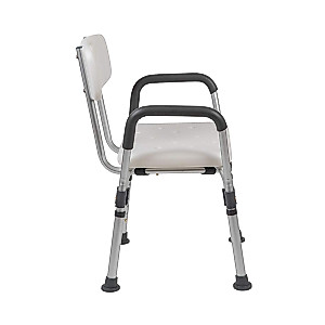 Flash Furniture HERCULES Series 300 Lb. Capacity, Adjustable White Bath & Shower Chair with Depth Adjustable Back