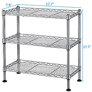 3-Tier Metal Steel Wire Shelf Organizer Unit Shelving for Cabinets, Bath, Kitchen, Countertop, Stackable Cabinet Shelf Kitchen Counter Rack Organizer Multipurpose Pantry Bedroom Bathroom Storage Racks