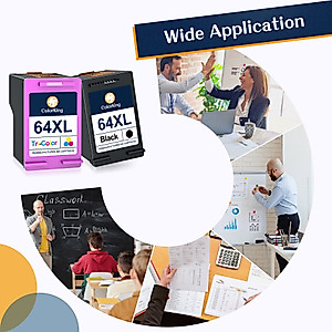 ColorKing Remanufactured Ink Cartridge Replacement for HP 64XL 64 XL Ink Cartridge for HP Envy Photo 7855 7858 7155 6255 7164 7864 7158 7160 6252 5542 Printer Ink Cartridges ( 1 Black, 1 Tri-Color )