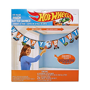 Hot Wheels Wild Race Jumbo Add-An-Age Letter Banner - 10.5' x 10" (Pack Of 1) - Multicolor Customizable Paper Birthday Decorations