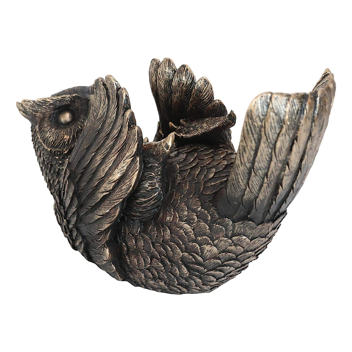 Ebros Bronzed Resin Wisdom of The Forest Great Horned Owl Drinking Wine Bottle Holder Figurine 9.25" L Decorative Party Hosting Sculpture Accessory Owls Statue