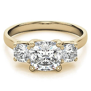 10K Solid Yellow Gold Handmade Engagement Ring 4.0 CT Cushion Cut Moissanite Diamond Solitaire Wedding/Bridal Ring for Women/Her Proposes Ring (10.5)