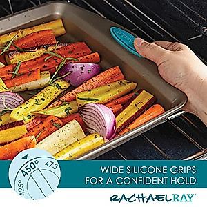 Rachael Ray Cucina Nonstick Bakeware with Grips, Nonstick Cookie Sheet / Baking Sheet - 11 Inch x 17 Inch, Latte Brown
