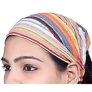 SARJANA HANDICRAFTS Lot 10 Pieces Womens Mens Cotton Headband Striped Hairband Bandana Wrap Band (Multicolored (Assorted))