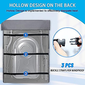 1 Pack Washing Machine Cover Washer and Dryer Cover Waterproof Dustproof with Smooth Zipper and Velcro for Front-Loading Machine Indoor Outdoor - W27*D33*H39in