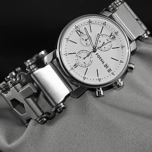 BestTechTool BTT-Stainless Steel-Watch Adapter Compatible with Leatherman Bracelet (Silver-Tread, Apple Watch Ultra 2/Ultra/46mm/45mm/44mm/42mm)