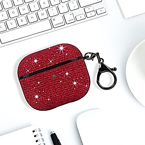 HIDAHE AirPods 3 Case 2021, Protective Case for Airpods 3, Bling Airpods 3 Hard Skin, Airpods 3 Accessories, Glitter Luxury Case for Airpods 3 2021 Charging Case,Red