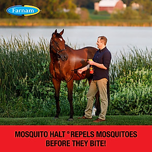 Farnam Mosquito Halt Repellent Spray for Horses, Ready-to-Use Fly and Bug Spray, 32 Fluid Ounces, One Quart Bottle with Trigger Sprayer