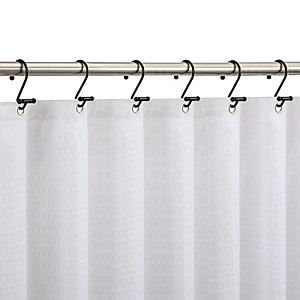 EleCharm Bathroom Decorative Shower Curtain Hook Upgrade T Shape Anti-Slip Shower Curtain Ring Rustproof Multi-use Hangers (Black)