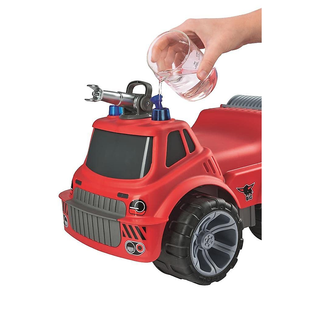 VARUN Big Spielwarenfabrik 800055815 Big Power-Worker Maxi Fire Truck Toy Car with Water Sprayer Tyres Soft Material Red for Children from 2 Years