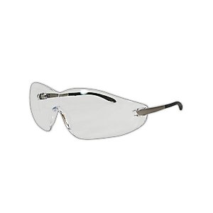 MCR Safety Glasses Blackjack S2110AF Chrome Metal Temple, Clear Lens with UV & Anti-Fog Coating, 1 Pair