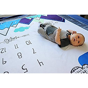 Nurture Bird Baby Monthly Milestone Blanket | Includes Cloud Frame | Large Soft Fleece Month Blanket | Newborn Photography Gift for Baby Shower | Blue Mountain Adventure | 50” x 40”