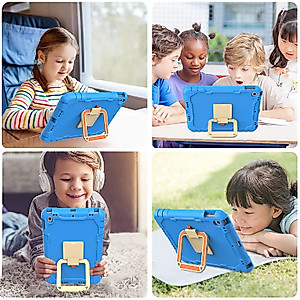 BMOUO iPad 8th/7th Generation Case for Kids,Built-in Screen Protector,Shockproof Case for New iPad 10.2” 2021/2020/2019 (8th Gen/7th Gen),Blue