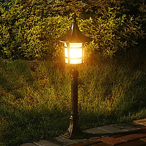 ZZYJYALG Rustic Lawn Light Outdoor Villa Garden Fence Courtyard Waterproof E27 Floor Lantern Home European Landscape Streetlight Creative Umbrella Design Aluminum Pathway Post Pole Lighting Fixture