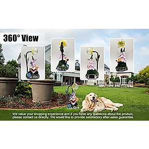 MOOTKA Garden Gnome & Books Statue Garden Gnomes with Solar Light Outdoor, Garden Gnome Statues Solar Powered Light Home Decor, Gifts for Mother's Day for Home Yard Outside Patio Lawn (Green)