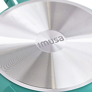 IMUSA USA Forged Sauté Pan with Soft-Touch Handle & Ceramic Nonstick Interior 12-Inch, Teal, 12 Inches