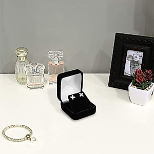 Mooca 2 Pcs Premium Soft Short-Nap Velveteen Covered Metal Earring Box, Jewelry Gift Box, Earring Organizer with 2 Pieces Packers, 1 7/8" W x 2 1/8" D x 1 1/2" H