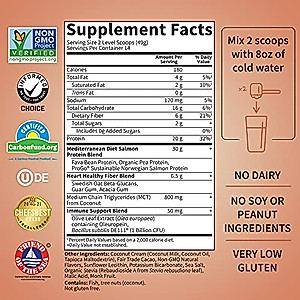 Garden of Life Norwegian Salmon & Chocolate Plant Based Protein with Pea & Fava Plus Immune Support with Probiotics for Digestion & Immunity – Dr Formulated MD – Non GMO, Carbon Neutral, 14 Servings