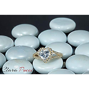 Clara Pucci 1.49 ct Heart Cut Genuine Lab Grown Diamond SI1-SI2 J-K 14K Yellow Gold Halo Bridal Wedding Engagement Designer Ring size 10