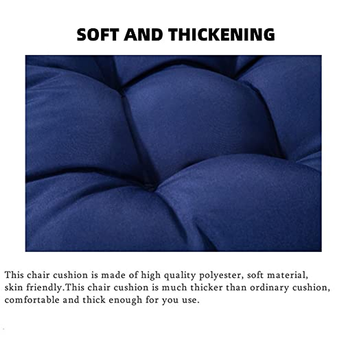 Outdoor Seat/Back Chair Cushion Tufted Pillow with Ties, 42 x 21”Tufted High Back Patio Chair Cushions All Weather Soft Thicken Rocking Chair Cushion for Indoor Outdoor Furniture (Navy Blue)