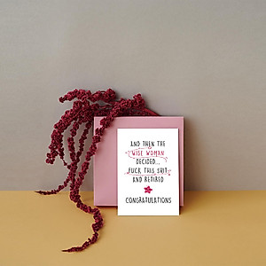 SuperShunhu Funny Retirement Card for Women, Colleague Leaving Work Card, Retiring Card Gift for Coworker, Humor Happy Retirement Card, The Wise Women Retired Congratulation Card