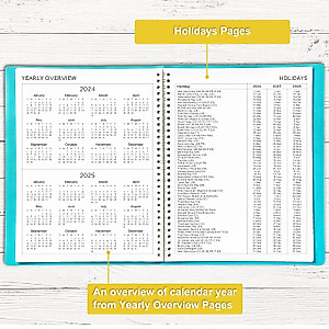 2024 Planner - Planner 2024, Monthly planner 2024 with Leather Cover, 8.5 x 11, from Jan 2024 to Dec 2024, Twin-Wire Binding, 12 Printed Monthly Tabs
