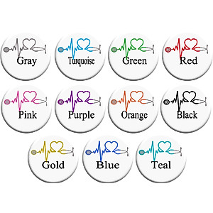 EKG Heart Stethoscope Tag (8 Color Choices) - Adjustable Yoke Steth Id Personalized with Name Monogram Occupation Title - Hospital Nurse Gift