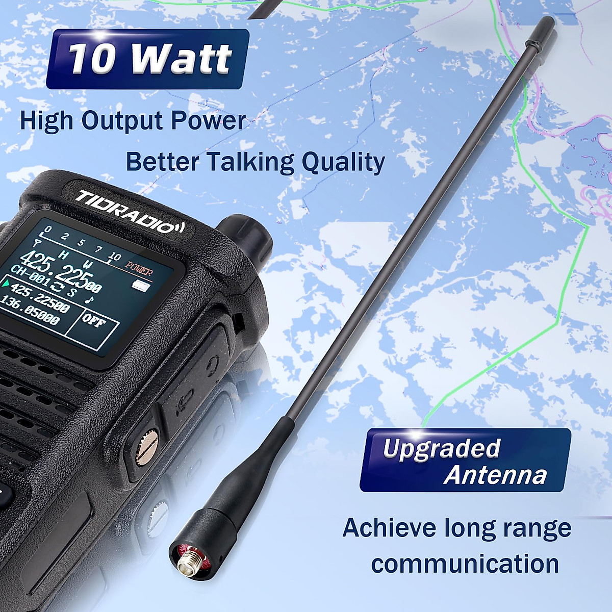(𝟐𝐧𝐝 𝐆𝐞𝐧) TIDRADIO TD-H8 10W HighPower Ham Radio Handheld with APP Bluetooth Wireless Programming, Two Way Radios Long Range with 2500mHA 𝐓𝐲𝐩𝐞-𝐂 Large Battery, Large Color Screen(2 Pack)