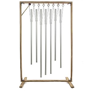 Set of 7 Chakra Tuned Healing Chimes with Framed Wood Stand - Includes 7 Chimes, Stand, & Mallet/Great for Sound Therapy & Chakra Balancing