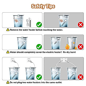 Soundfair Immersion Water Heater for Boiling Bathtub Water, Heavy Duty Submersible Bucket Water Heater with Metal Guard Cover to Heat 5 Gallons of Water in Minutes - U.S. Version