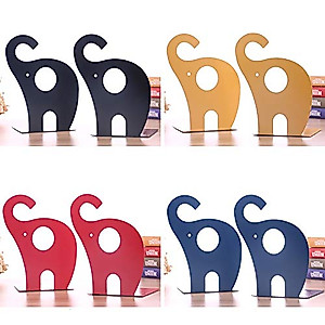 Loupdeloup Cute Bookends, Non Skid Elephant Animal Book Ends for Shelves Decorative for Kids Blue 1 Pair