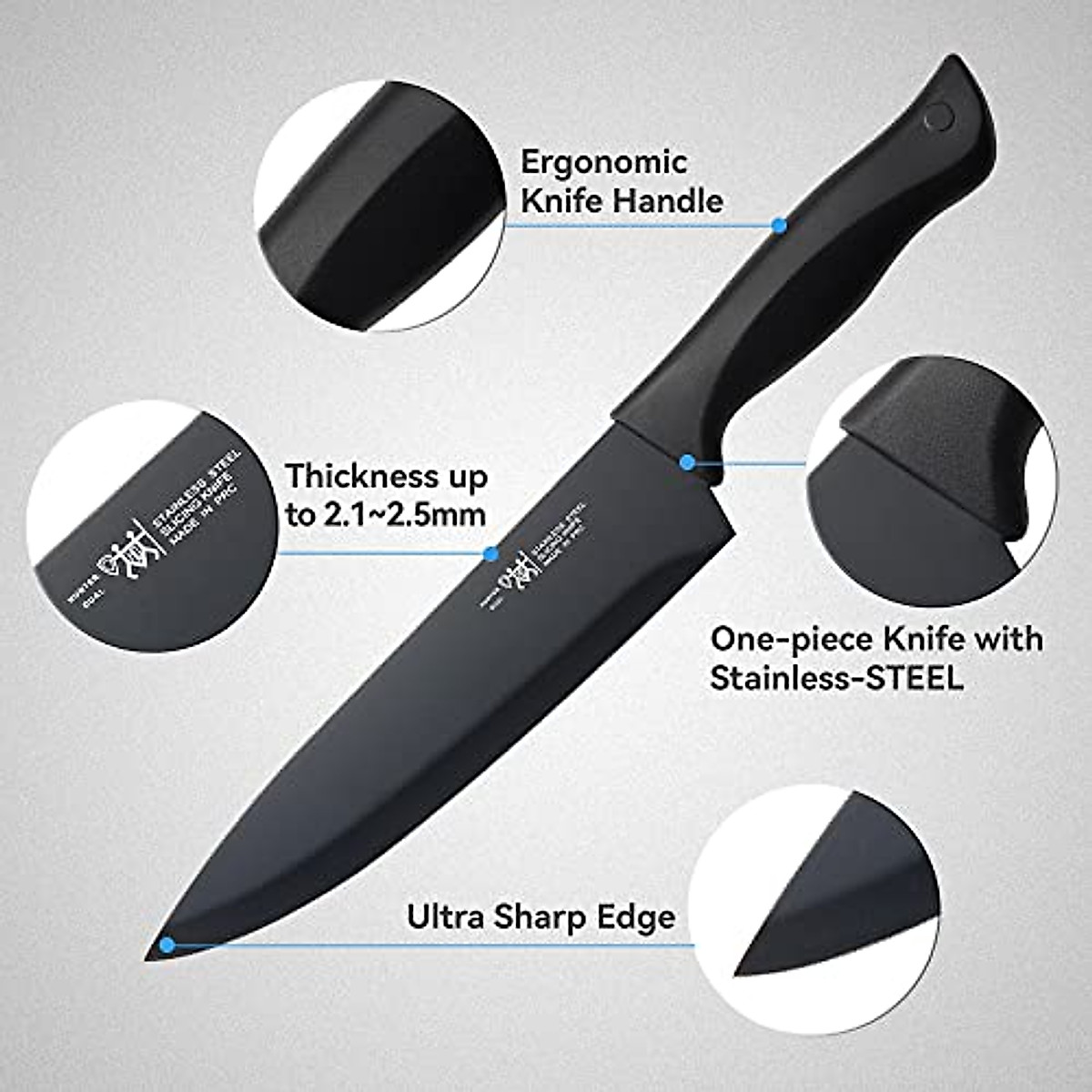 HUNTER Knife Set, Kitchen Knife Set 16PCS black knife set, knife set with Acrylic Stand, Knife Set Dishwasher Safe, Sharp knife set, Elegant Black