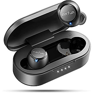 EarFun® Free Wireless Earbuds, Call Noise Reduction, Bluetooth 5.0 True Wireless Earbuds, Sweatshield™ IPX7 Waterproof Bluetooth Headphone, Deep Bass, 30Hrs