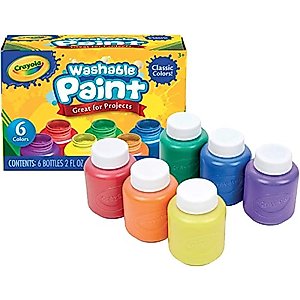 Crayola Washable Kids Paint, 6 Count, Kids At Home Activities, Painting Supplies, Gift, Assorted