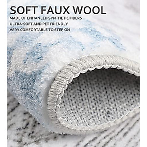 Yincimar Boho Geometric Round Area Rug 4.6ft Non-Slip Washable Circle Rug Accent Rug Soft Floor Area Mat Carpet for Living Room Sofa Bedroom Kids Room Nursery Decor,White