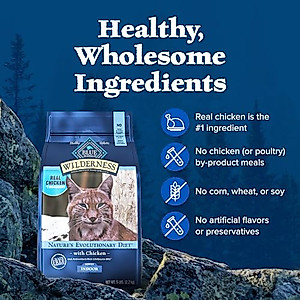 Blue Buffalo Wilderness Nature's Evolutionary Diet High-Protein, Grain-Free Natural Dry Food for Adult Cats, Chicken, 2-lb. Bag